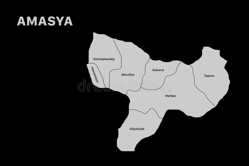 Amasya District Map, Isolated City Map in Turkey Stock Vector ...