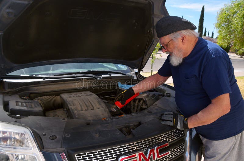 Amateur Using Wrong Tool To Fix His Car Editorial Stock Image - Image ...