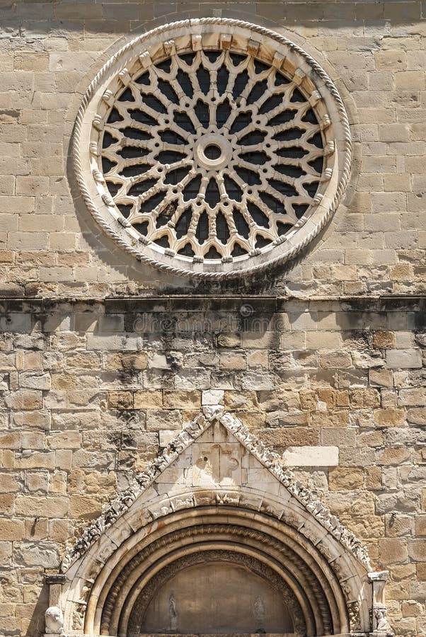 Amatrice - Rose Window of the Sant Agostino Church Stock Image - Image ...