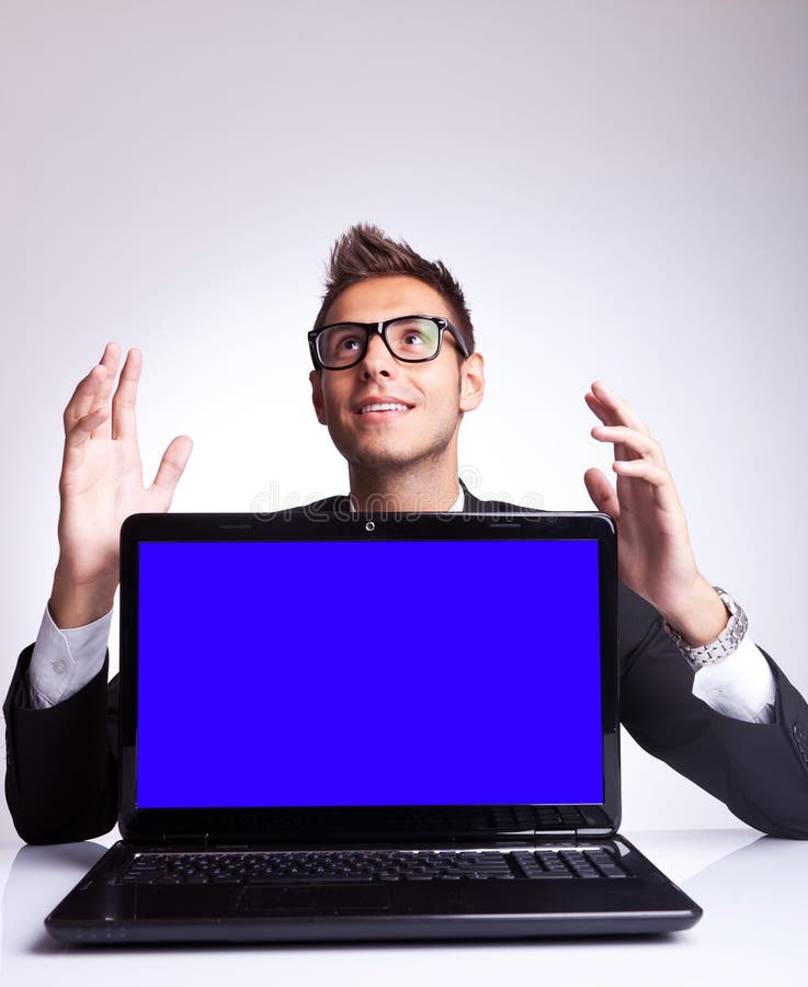 Amazed Business Man Looking Up To Something Stock Image - Image of ...