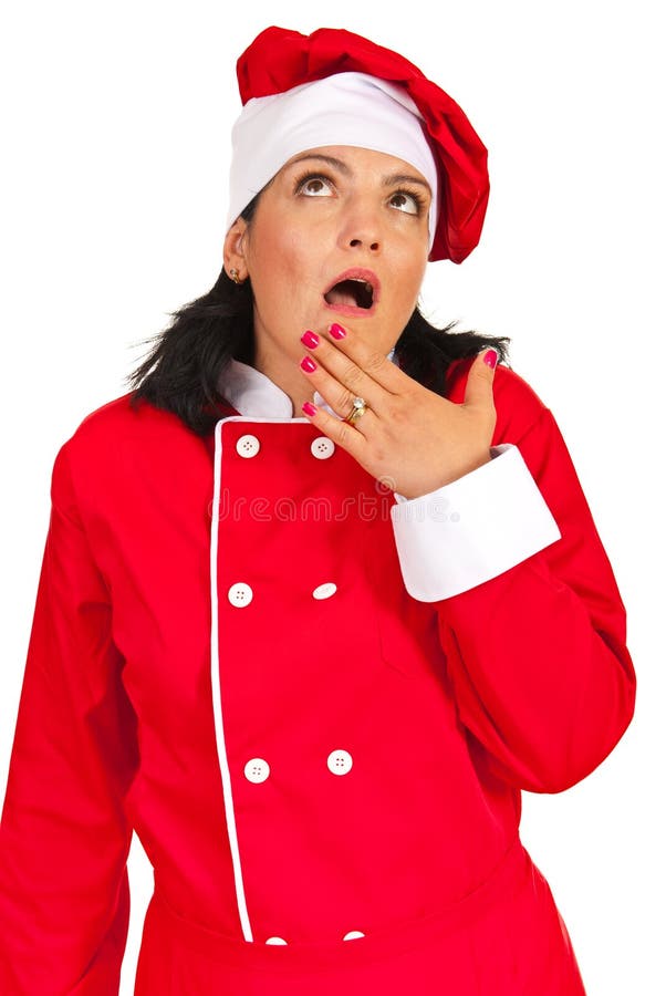 Amazed chef woman stock image. Image of background, occupation - 34203043
