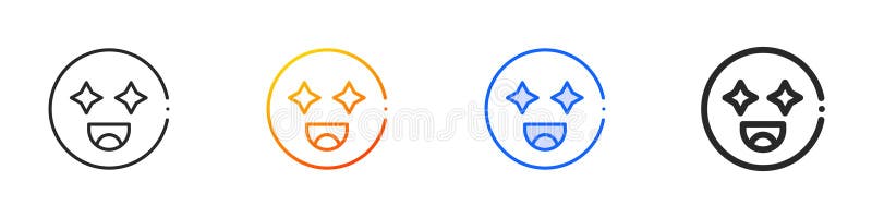 Amazed Icon.Thin Linear, Gradient, Blue Stroke and Bold Style Design ...