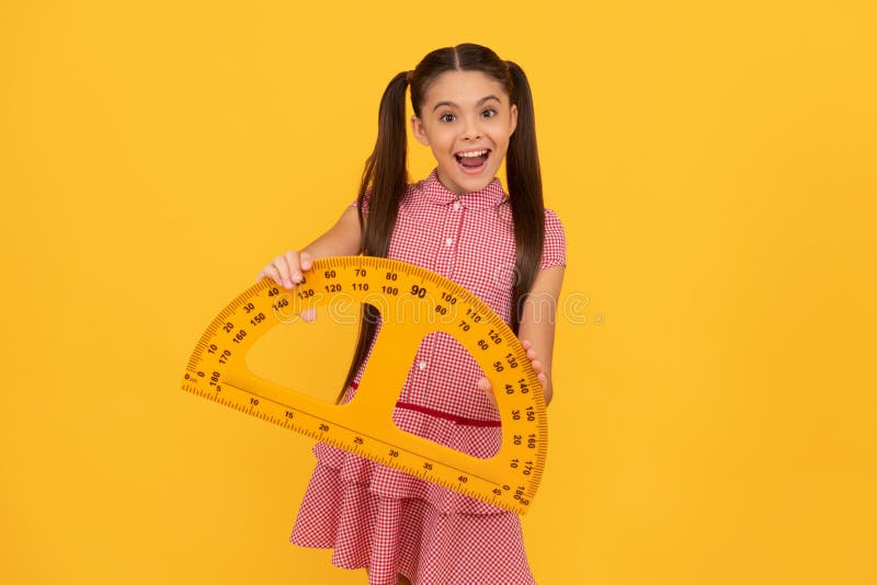 Protractor on Yellow stock image. Image of drawing, tool - 17530251