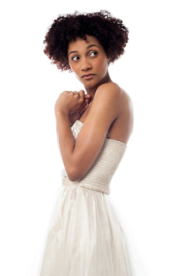 Amazed Lady Looking Backwards Intently Stock Image - Image of afraid ...