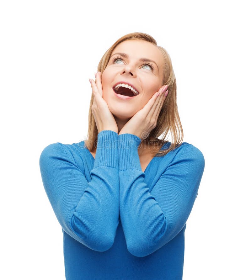 Amazed Laughing Young Woman Stock Image - Image of caucasian, adult ...