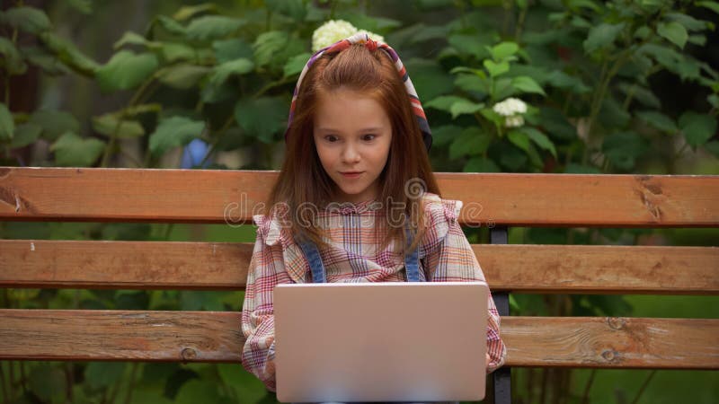Amazed Redhead Kid Using Laptop on Stock Image - Image of astonished ...