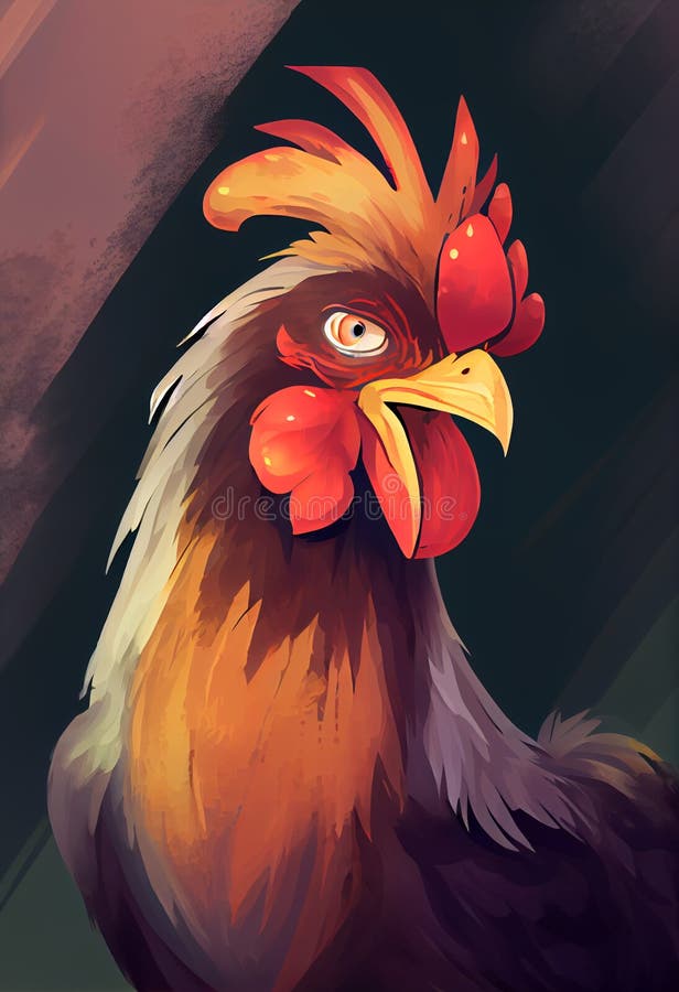 Amazed Rooster with Wide Eyes. AI Generated Stock Illustration ...