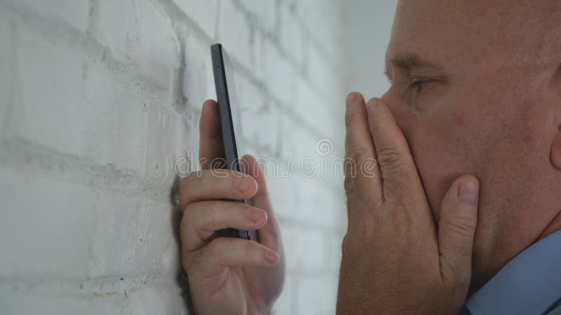 Amazed and Scared Businessman Reading a Cell Phone Text Stock Photo ...