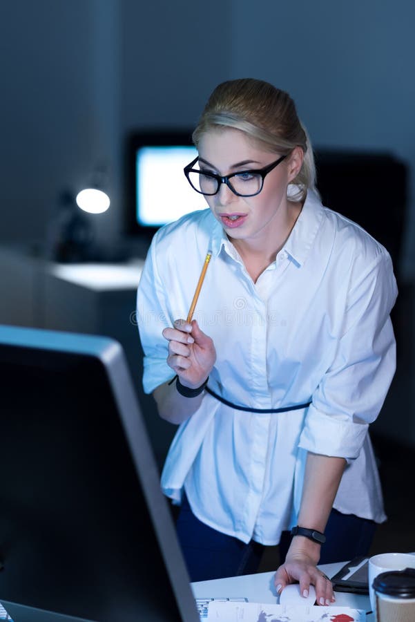 Amazed Young Secretary Working in the Office Stock Image - Image of ...