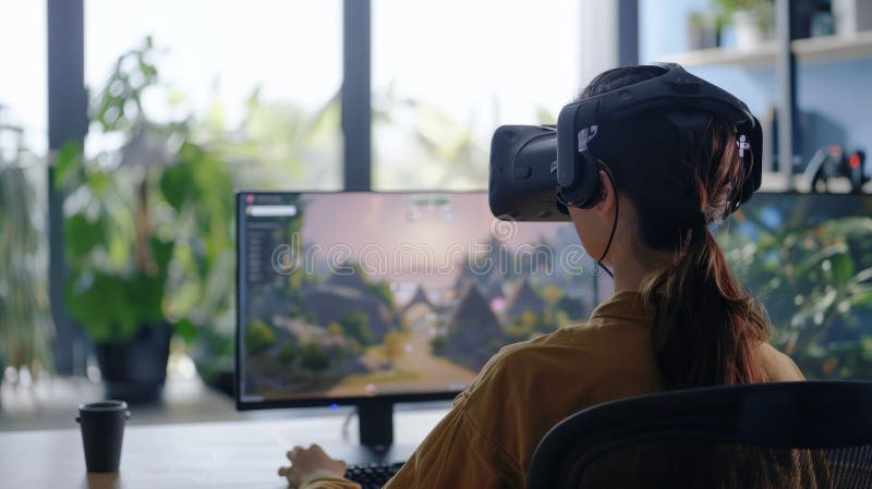 Amazed Young Woman is Wearing VR Set, Having Interesting Experience ...