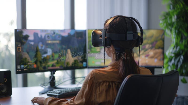 Amazed Young Woman is Wearing VR Set, Having Interesting Experience ...
