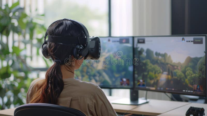 Amazed Young Woman is Wearing VR Set, Having Interesting Experience ...