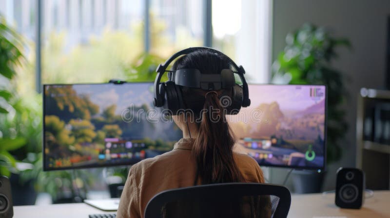 Amazed Young Woman is Wearing VR Set, Having Interesting Experience ...