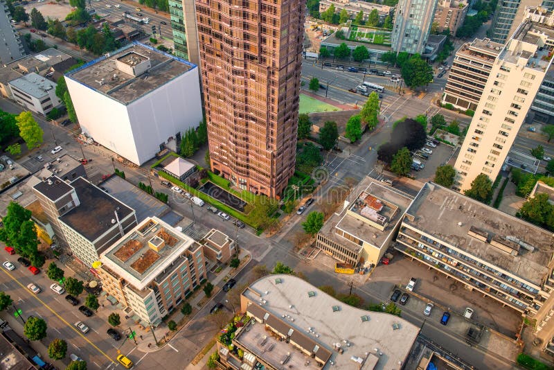 Amazing Aerial View of Vancouver Skyline at Sunset, Canada Stock Image ...