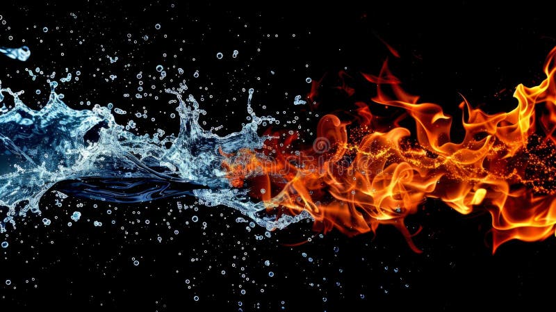 Stunning Clash of Water and Fire in Abstract Nature Background, AI ...