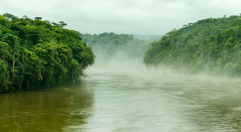 Amazing Amazon River with Mist in a Sunrise Stock Photo - Image of ...