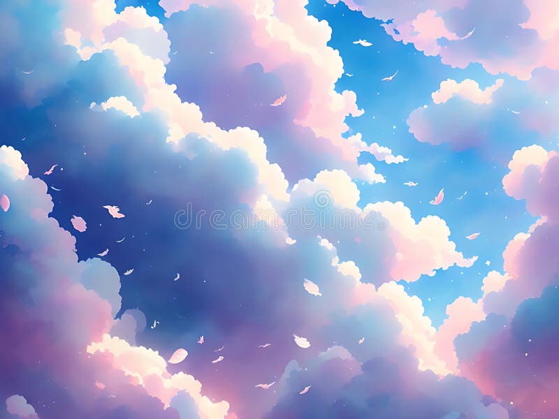 Amazing Anime Clouds Background with Pastel Color. Generative AI Stock ...