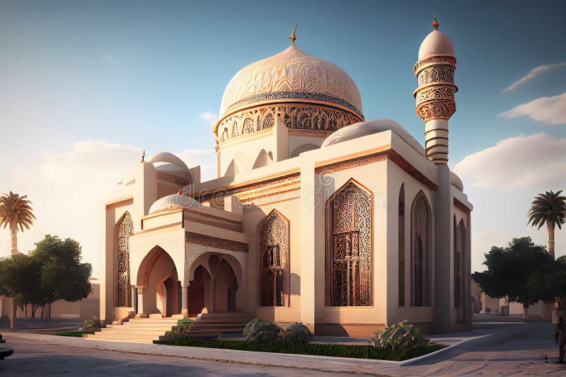 Amazing Architecture Design of Muslim Mosque, Generative AI Stock ...