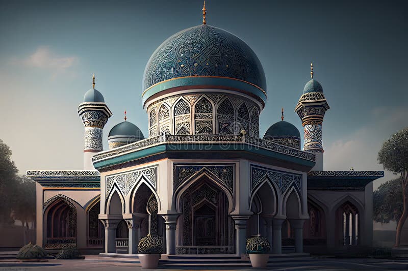 Amazing Architecture Design of Muslim Mosque, Generative AI Stock ...