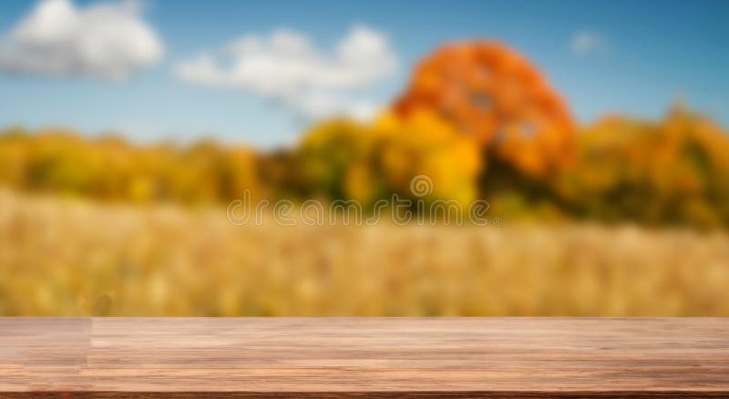 Amazing Autumn Landscape with a Table for Placing Objects in High ...