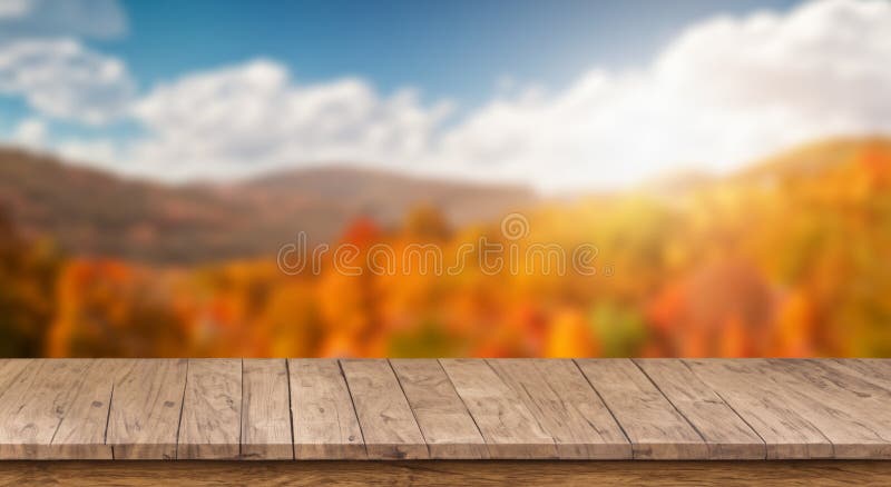 Amazing Autumn Landscape with a Table To Place Objects in High ...