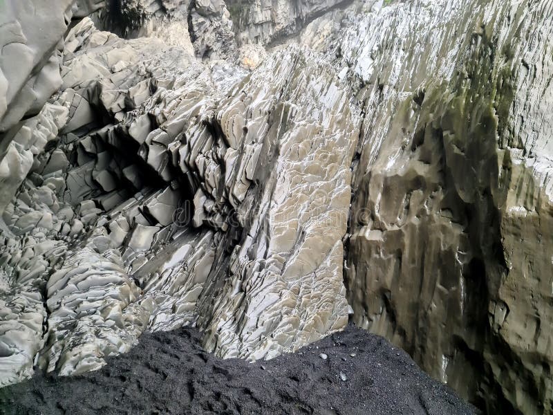 Amazing Basalt Rock Structures at Endless Black Beach of Iceland Stock ...