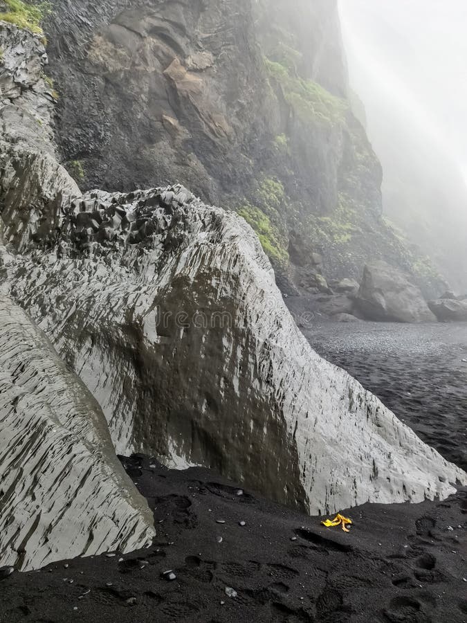 Amazing Basalt Rock Structures at Endless Black Beach of Iceland Stock ...