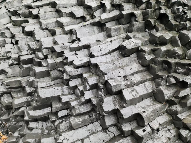 Amazing Basalt Rock Structures at Endless Black Beach of Iceland Stock ...
