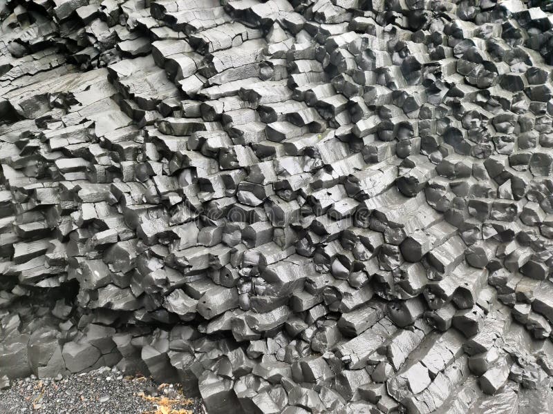 Amazing Basalt Rock Structures at Endless Black Beach of Iceland Stock ...