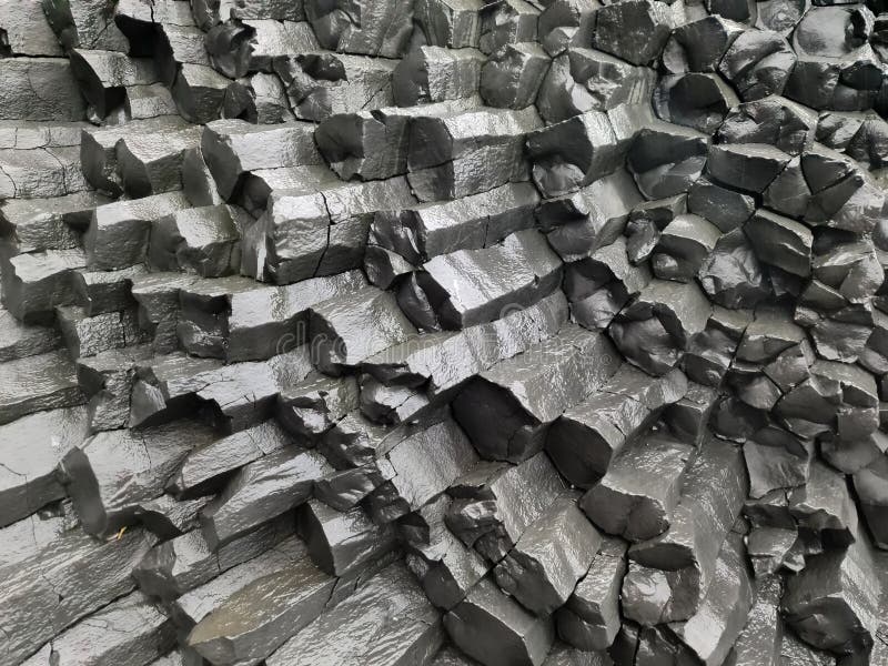 Amazing Basalt Rock Structures at Endless Black Beach of Iceland Stock ...