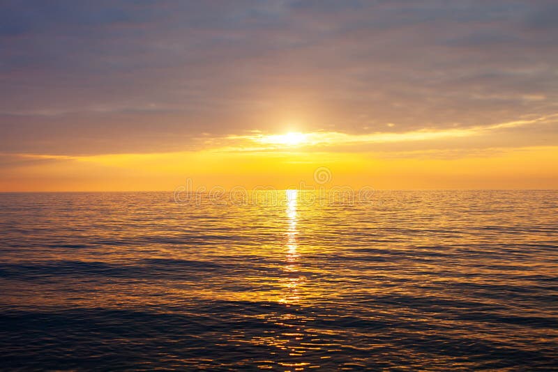 Amazing Beach Sunset with Endless Horizon. Horizontal. Selective Focus ...