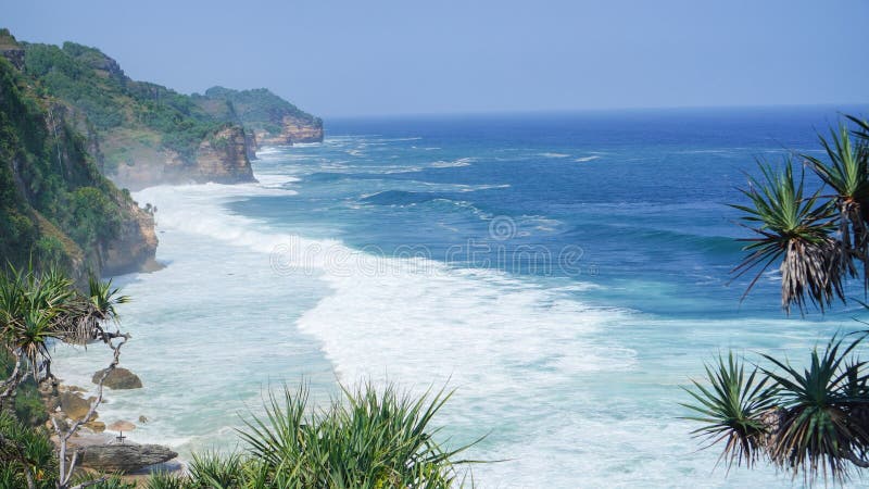 Amazing Beach Views and High Cliffs on the Edge of the Beach. Stock ...