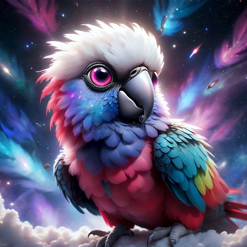 Amazing, Beautiful Parrot with Mixed Color Feathers Standing on Cloud ...