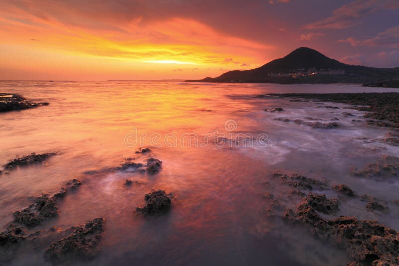 Amazing Beautiful Sunset Reflection on the Sea Stock Image - Image of ...