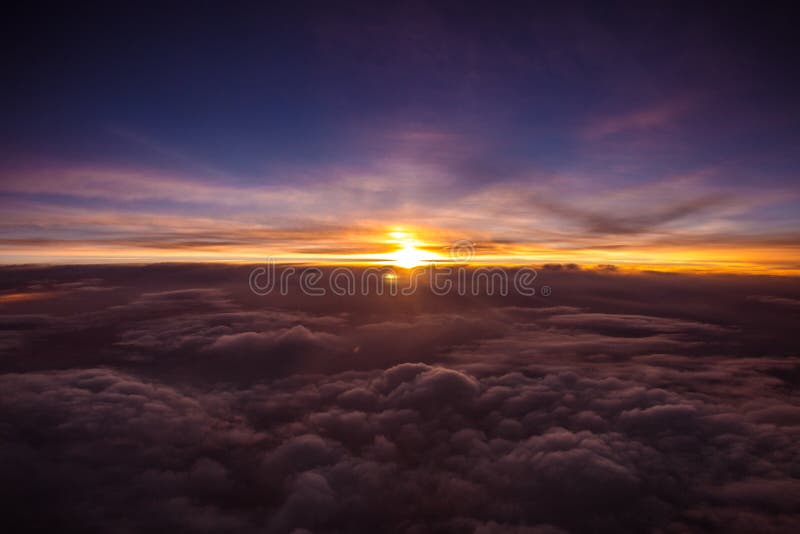 Amazing and Beautiful Sunset Above the Clouds with Dramatic Clouds ...