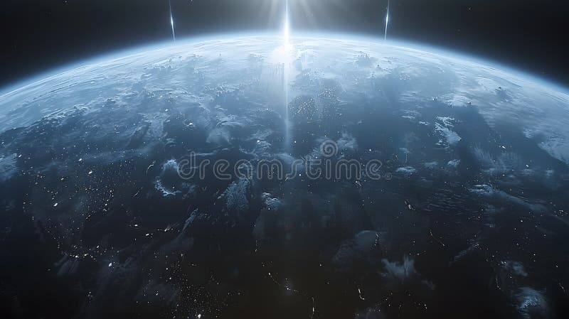 Amazing Blue Planets in Space Rocket Starry Sky Stock Photo - Image of ...