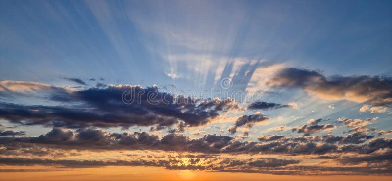 Amazing Blue Sky with Sun Shadows in Poland in Summer Stock Image ...
