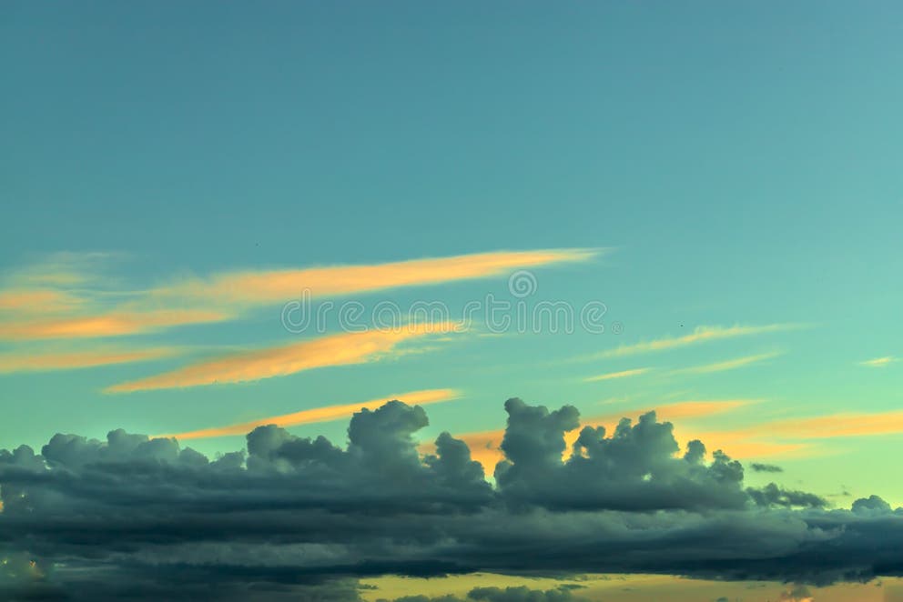 Amazing Blue Sunset Sky. Beautiful Dramatic Sky Stock Photo - Image of ...