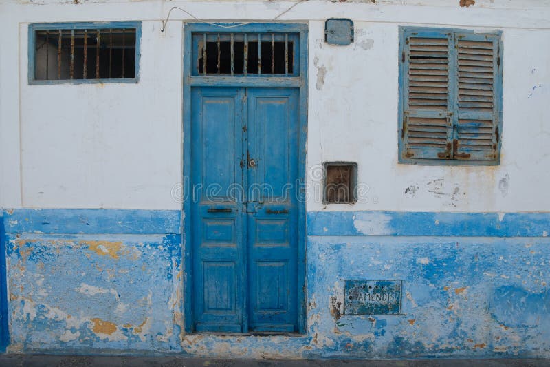 Amazing Blue Color and Texture on Front Door in Asiah, Morocco ...