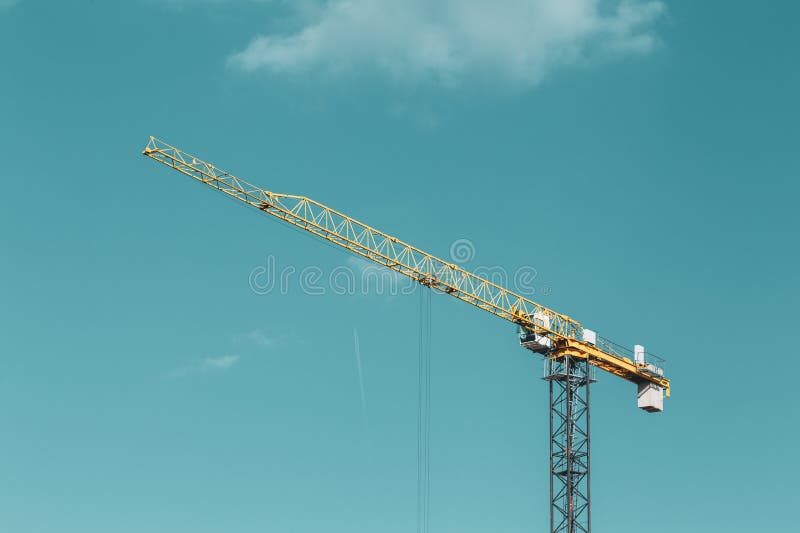 Amazing Bright Blue Clear Sky Above Construction Crane. Conception of ...