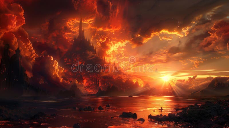 Amazing Bright Evening Fantasy World Stock Image - Image of glow ...