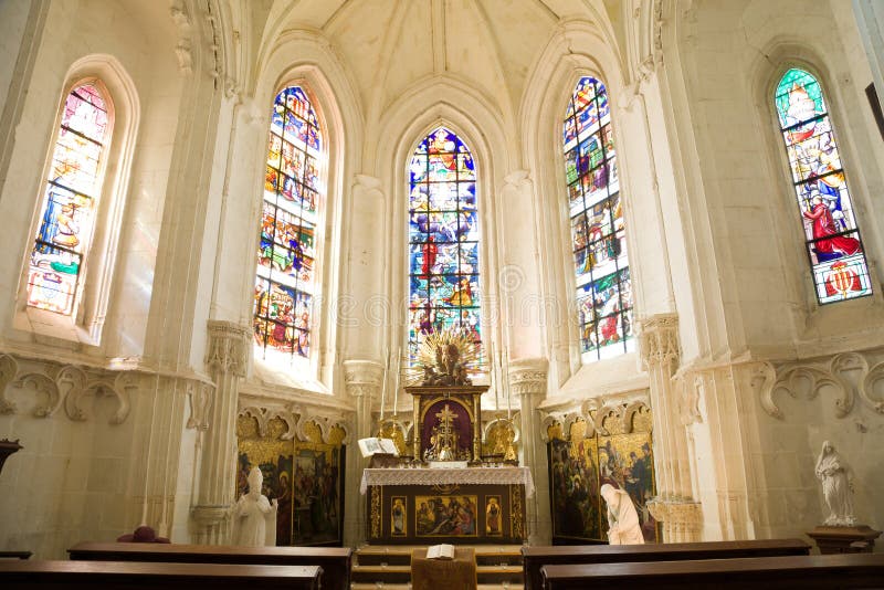 Amazing Chapel with Stained Glasses Stock Image - Image of france ...