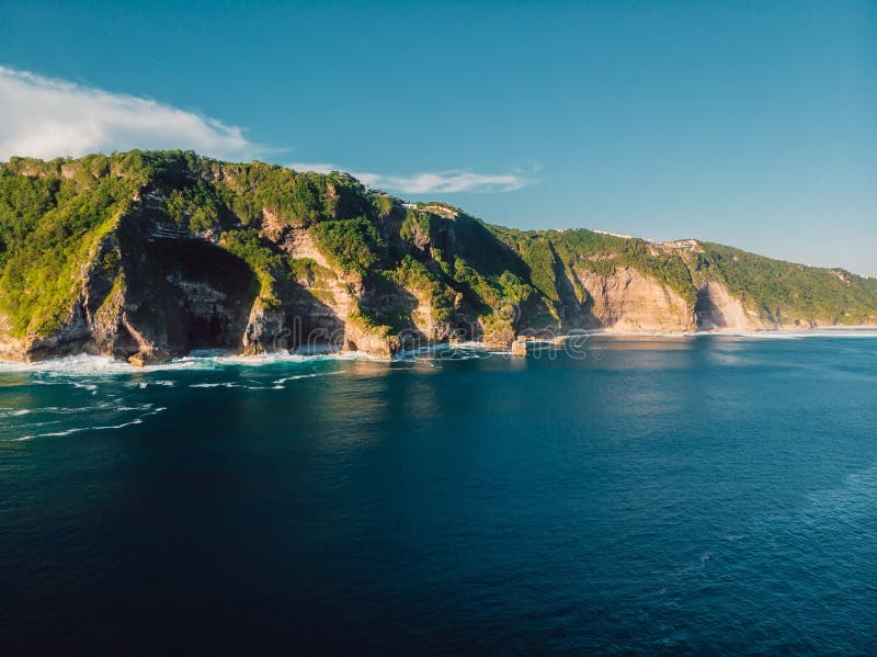 Amazing Cliff and Blue Ocean. Aerial View Stock Image - Image of dream ...