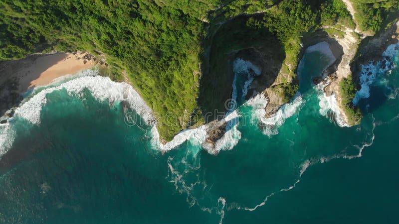 Amazing Cliff and Ocean with Waves from Aerial View Stock Footage ...