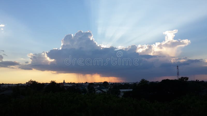 Amazing Cloud and Blue Sky with Sunset Stock Image - Image of ...