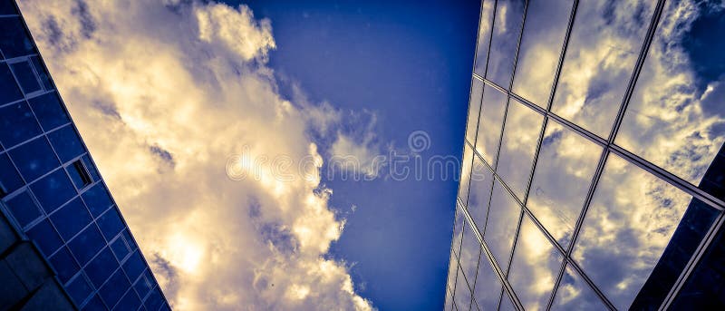 Amazing Cloud and Sky Reflection on Window Glass Building Stock Image ...