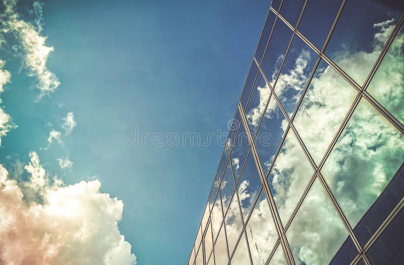 Amazing Cloud and Sky Reflection on Window Glass Building Stock Photo ...