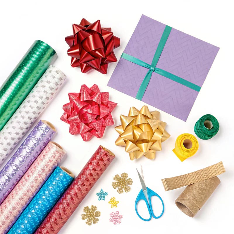 Amazing Collage of Different Colored Wrapping Materials Isolated on ...