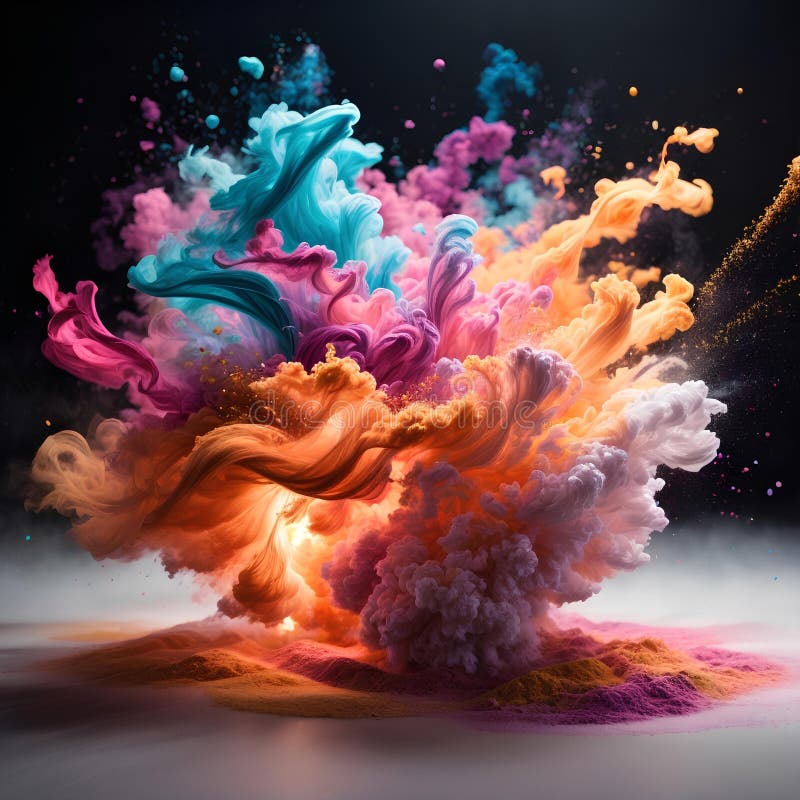 Amazing Colorful Explosion of Powder Stock Illustration - Illustration ...