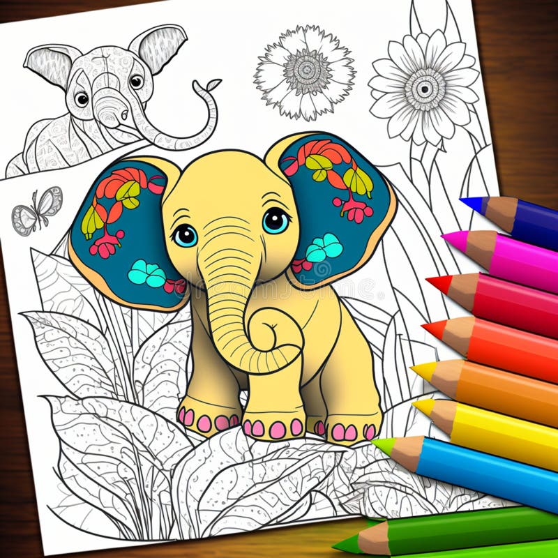 An Amazing Coloring Book of Animals for Kids. AI Stock Illustration ...